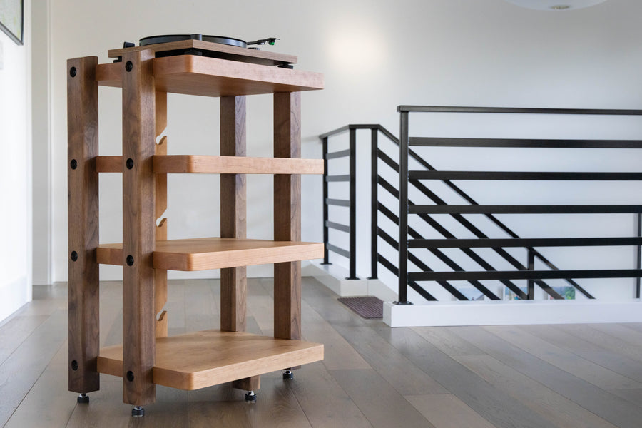 ECHELON HD Audio Rack – Cherry Shelves & Walnut Legs – Deep Lake Audio, LLC