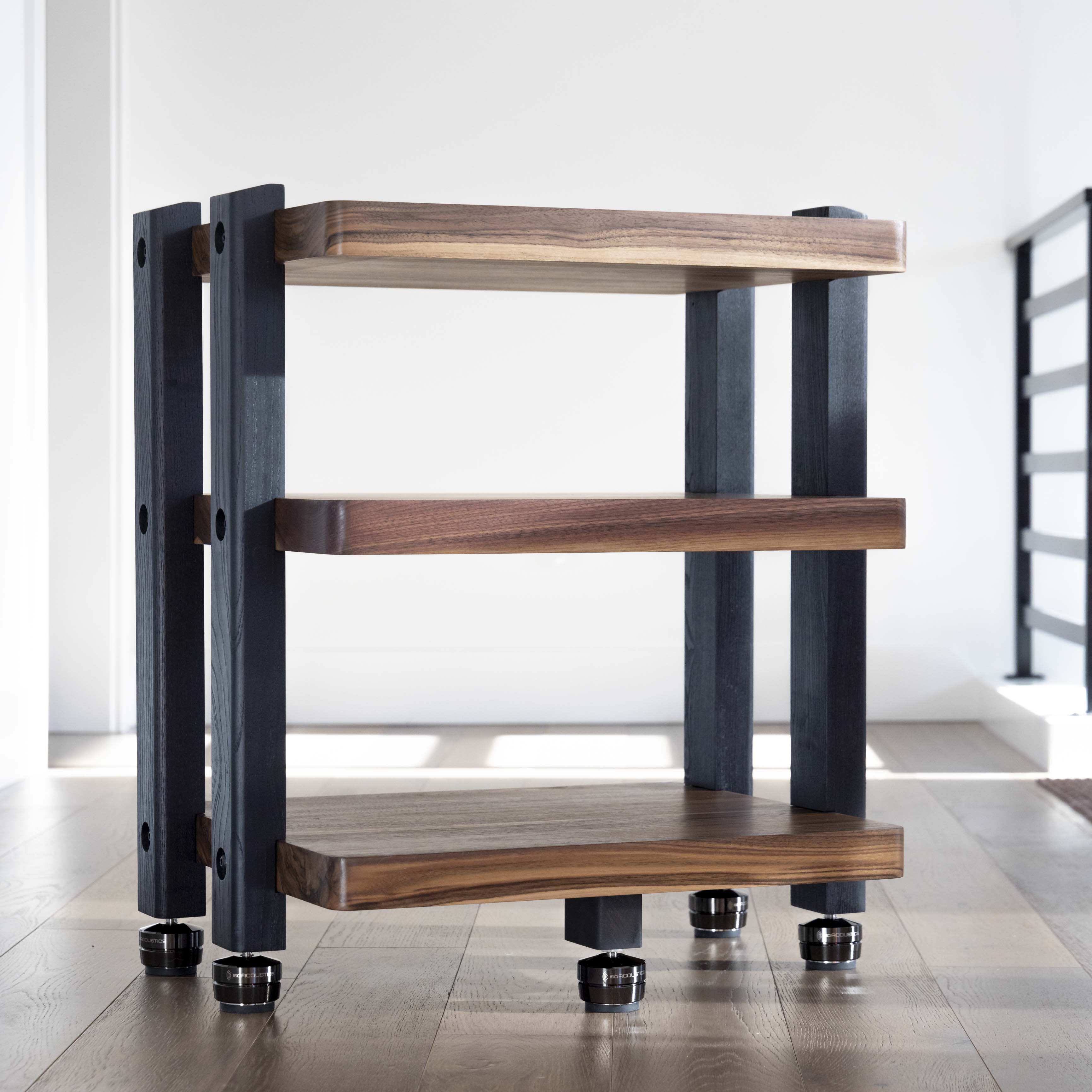 ECHELON II Audio Rack – Walnut Shelves & Black Ash Legs – Deep Lake Audio