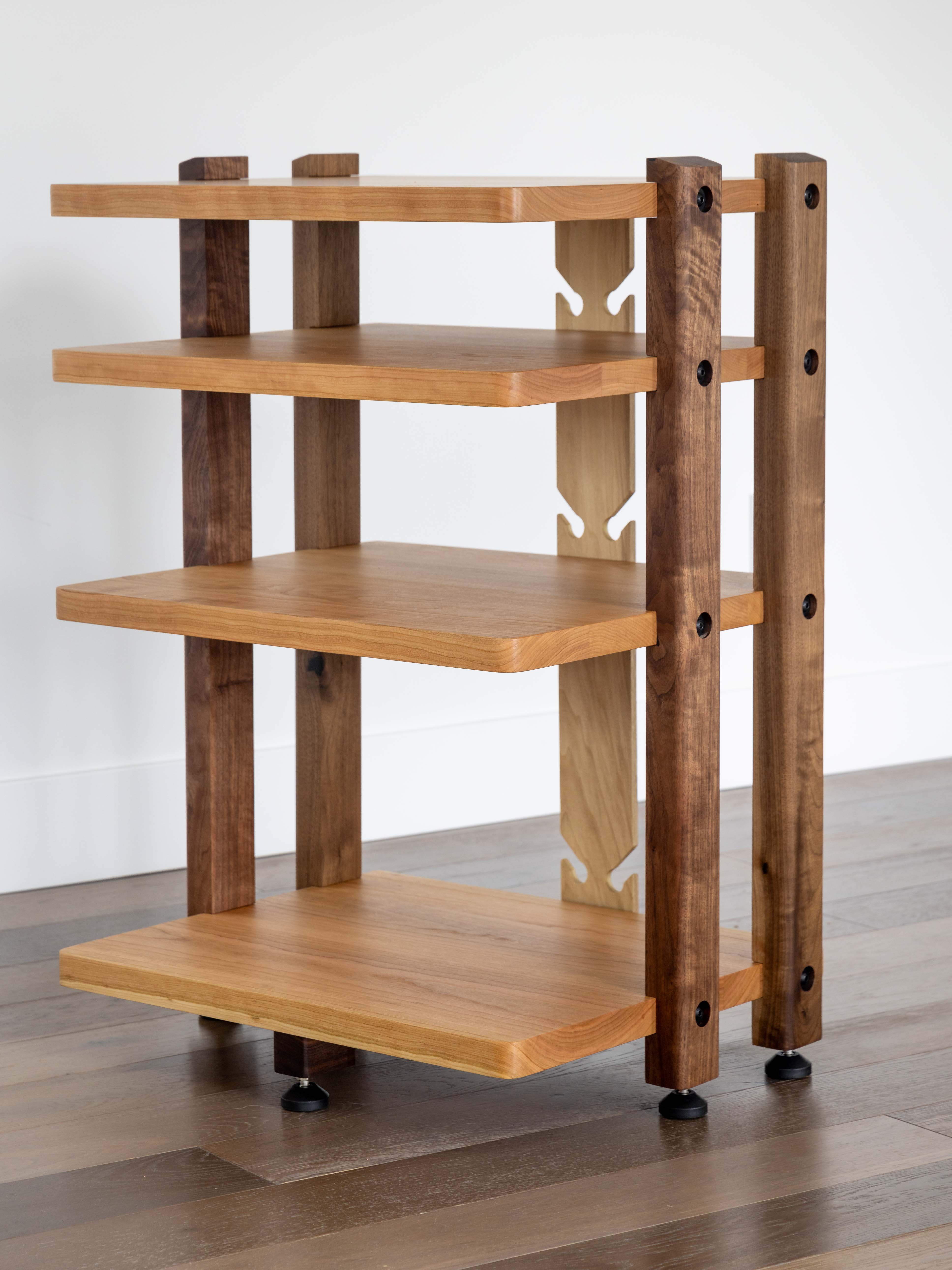 ECHELON I Audio Rack – Cherry Shelves & Walnut Legs – Deep Lake Audio